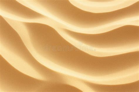 Undulating Patterns Of Sand Captured In Soft Golden Tones At A Serene Desert Location Stock