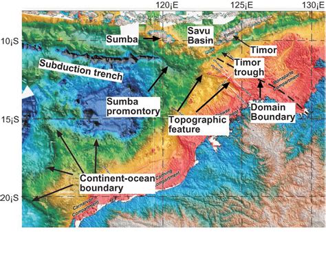 Satellite Bathymetric Image Reds Indicate Topographic Highs And Blues