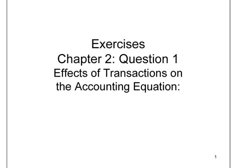 Chapter 2 Class Exercise Solution Exercises Chapter 2 Question 1 Effects Of Transactions On