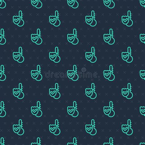 Green Line Meteorology Thermometer Measuring Icon Isolated Seamless Pattern On Blue Background
