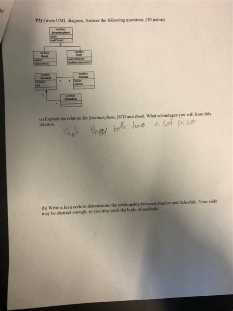 Solved P3 Given Uml Diagram Answer The Following