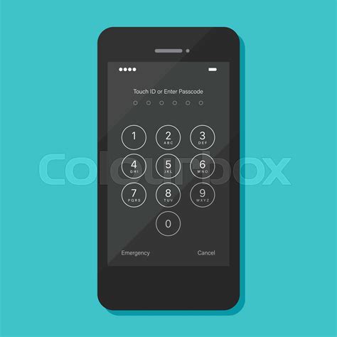 Touch Id Or Enter Passcode Screen On Smartphone Stock Vector Colourbox