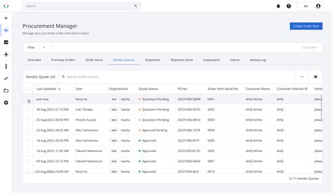 Export Vendor Quotes Details