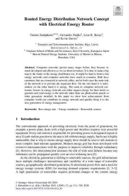 Pdf Routed Energy Distribution Network Concept With Electrical Energy Router