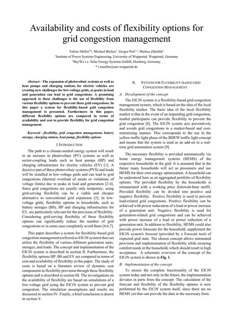 Pdf Availability And Costs Of Flexibility Options For Grid Congestion Management