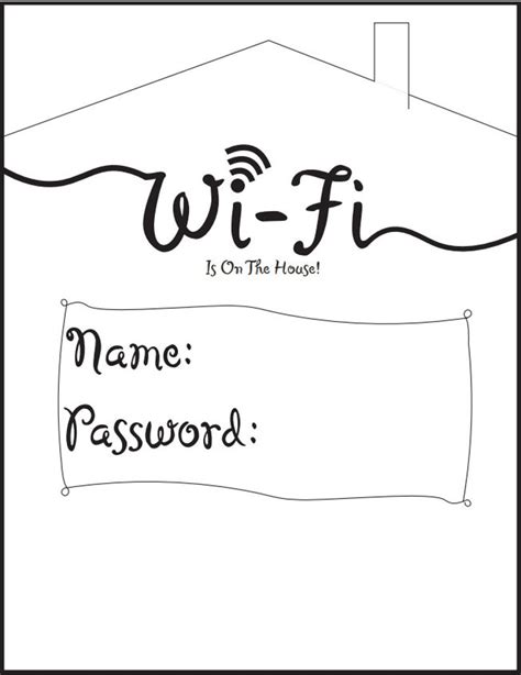 Wi Fi Password Sign Printable Paper Display Etsy