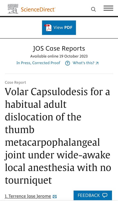 Terrence Jose Jerome Frcs On Linkedin Mcp Joint Volar Capsulodesis For Adult Habitual Mcp