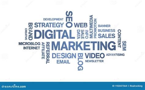 Digital Marketing Animated Tag Word Cloud Text Design Animation Seamless Loop Stock Footage