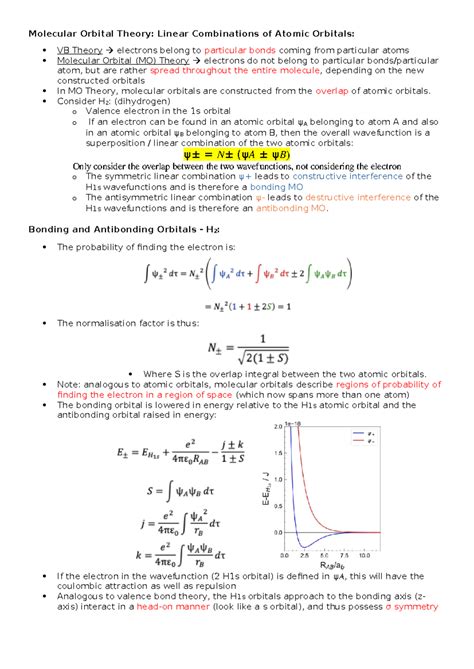 Lecture 2 Molecular Orbital Theory Homonuclear Diatomic Molecule Molecular Orbital Theory