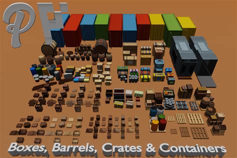 Low Poly Boxes Barrels Crates And Containers 3d Props Unity Asset Store