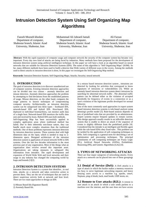 Pdf Intrusion Detection System Using Self Organizing Map Algorithms Dokumentips
