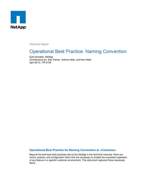 Tr 4158 0413 Operational Best Practice Naming Convention Pdf Oracle
