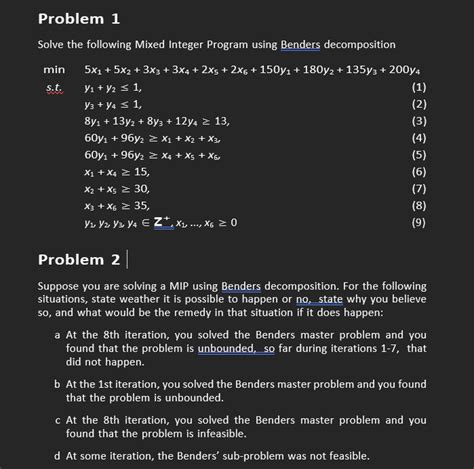 Problem Solve The Following Mixed Integer Program Chegg