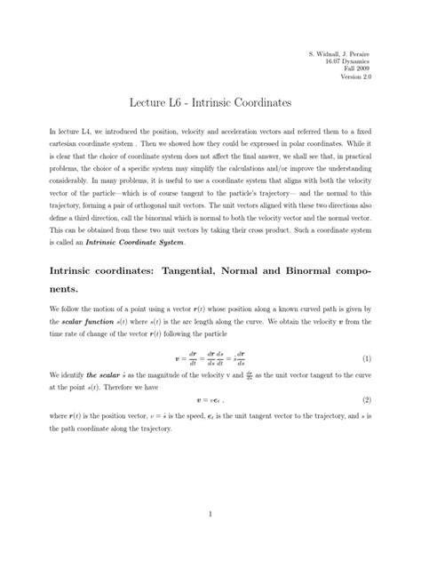 intrinsic coordinates pdf curvature acceleration