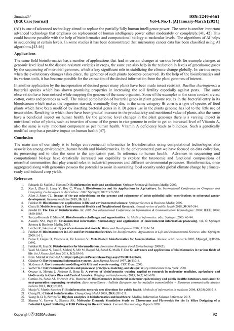 Bioinformatics And Its Applications In Environmental Science And Health And Its Applications In