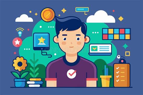 A Man Is Seated In Front Of A Desk Focusing On His Laptop Screen Task Customizable Flat