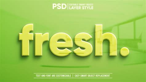 clean green fresh text with reflection on granite 3d editable layer