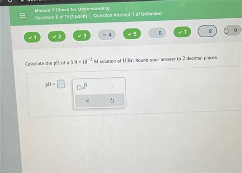 solved calculate the ph of a 3 9×10−2m solution of hbr