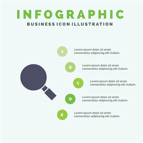 Glass Look Magnifying Search Solid Icon Infographics 5 Steps