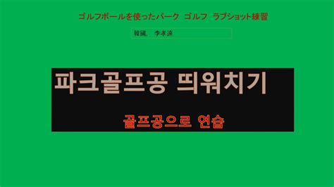 파크골프공 띄워치기골프공을 이용한 연습 Youtube