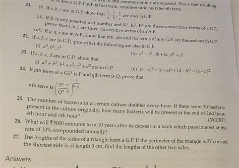 A G P Find Its First Term Common Ratio R Are Squared Prove That Result