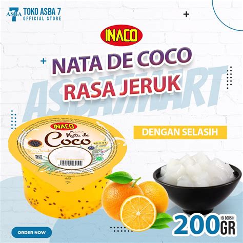 Inaco Nata De Coco Rasa Jeruk Selasih 200 Gr Asba Jaya Berkah