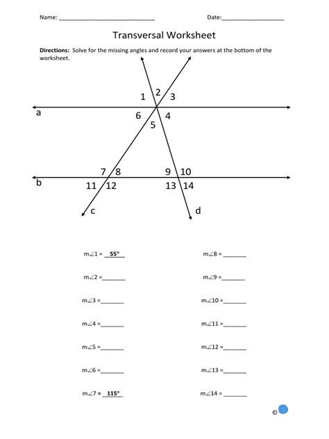 Transversal Angles Worksheet Pdf Teaching Methods And Materials