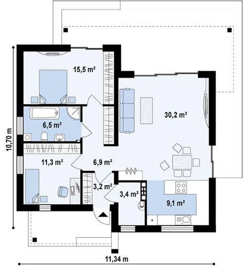 РАЗПРЕДЕЛЕНИЕ НА КЪЩА С ПЛОСЪК ПОКРИВ 107 КВ М Проект дома Проекты домов Дом