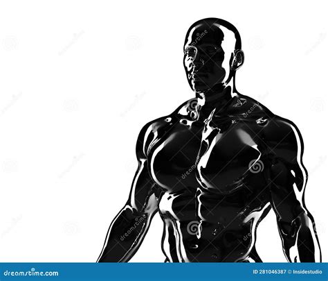 D Render Black Torso Of A Naked Athletic Man On A White Background Stock Illustration