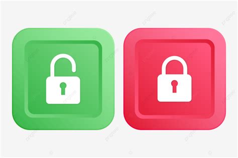 Green Red Lock And Unlock Button With White Padlock Icon Lock Button