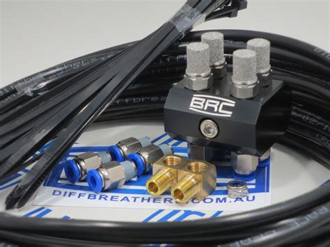 Black Universal Quad Diff Breather Kit Billet Race Craft