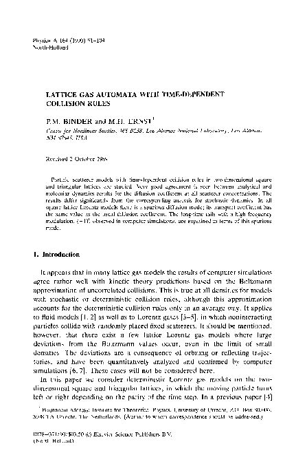 Pdf Lattice Gas Automata With Time Dependent Collision Rules