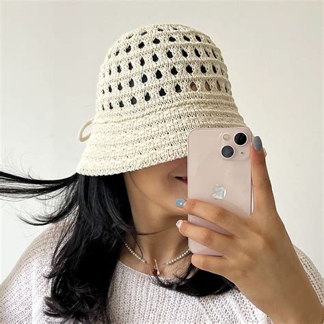 로셀리 빈티지 레이스 니트 여름 벙거지 버킷햇