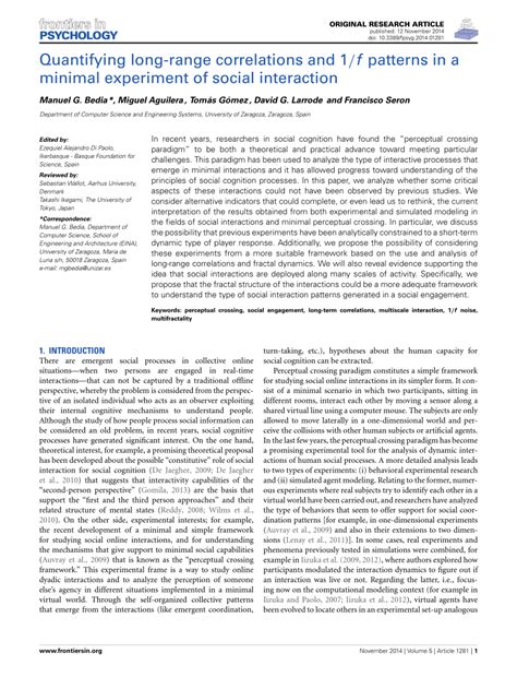 Pdf Quantifying Long Range Correlations And 1 F Patterns In A Minimal