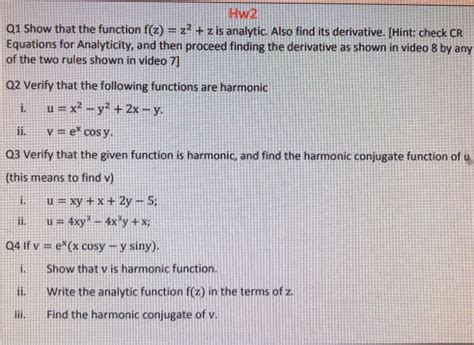 solved hw2 q1 show that the function f z z2 z is