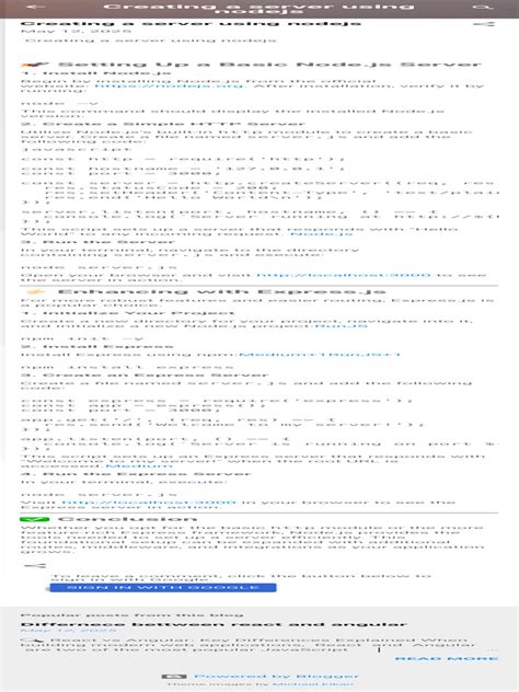 Creating A Server Using Nodejs Pdf Internet Software Development
