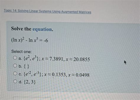 Solved Topic 14 Solving Linear Systems Using Augmented