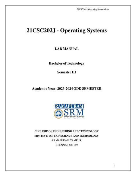 21csc202j os lab manual updated 1 21csc202j operating systems lab 1