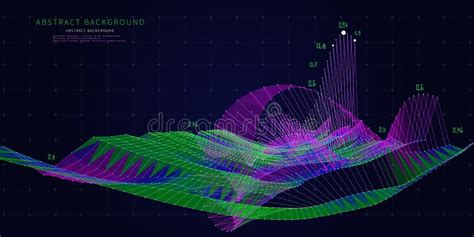 abstract background with color poly grid and data on dark blue