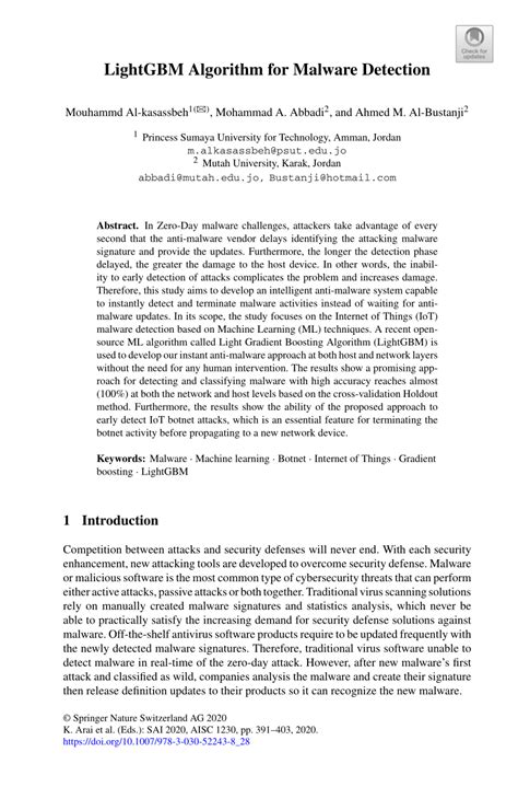Pdf Lightgbm Algorithm For Malware Detection