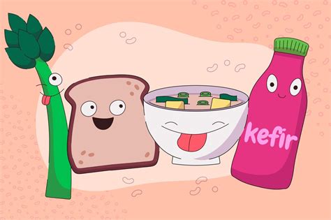 손으로 그린 프로바이오틱스 및 프리바이오틱스 그림 무료 벡터