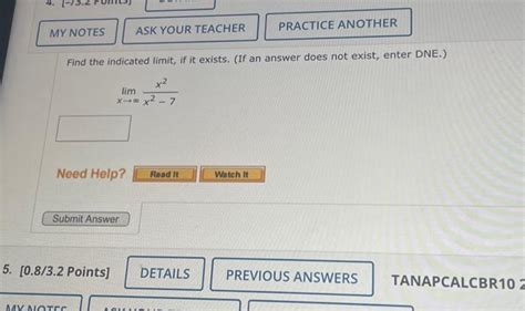 Solved Find The Indicated Limit If It Exists If An Answer