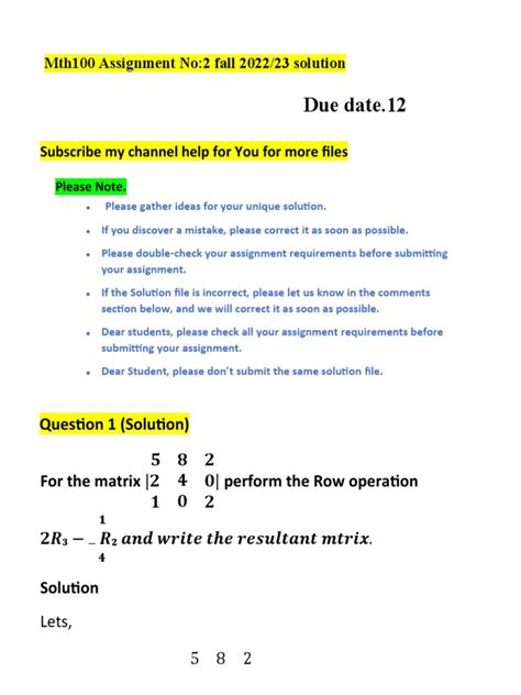 mth100 assignment no 2 pdf algebra mathematics