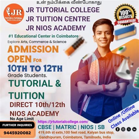 Jr Tuition And Jr Tutorial College Jr Nios Academy 10th 11th 12th Hsc