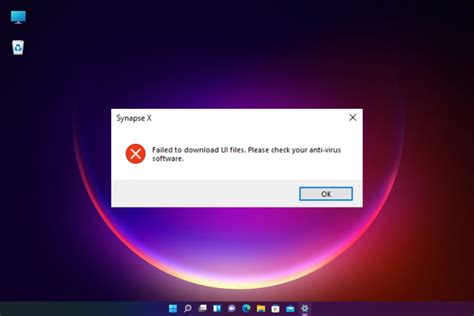 порад щодо того що робити якщо Synapse X не вдається завантажити файли інтерфейсу користувача
