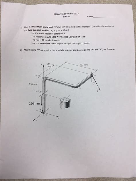 solved find the maximum static load f that can be carried