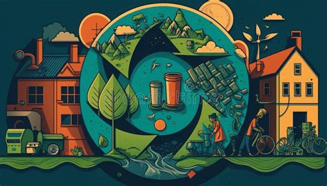 Sustainable Living 3rs Reduce Reuse Recycle Ai Generative Stock Illustration