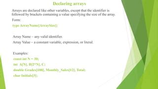 One Dimensional Arrays PPTX