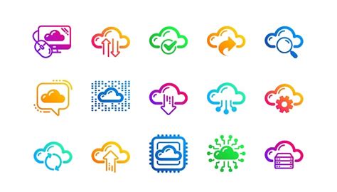 컴퓨터 클라우드 아이콘입니다 호스팅 컴퓨팅 데이터 및 파일 스토리지 클래식 아이콘 세트입니다 벡터 0명에 대한 스톡 벡터 아트 및 기타 이미지 Istock