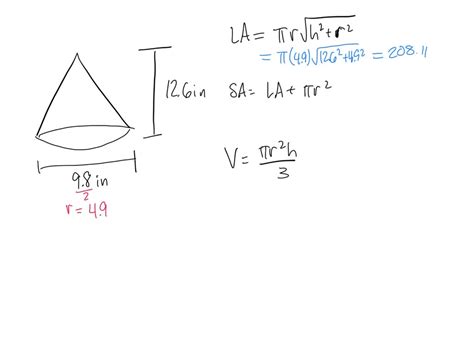 Solved Write The Formula To Find The Volume And Total Surface Area Of Right Circular Cone